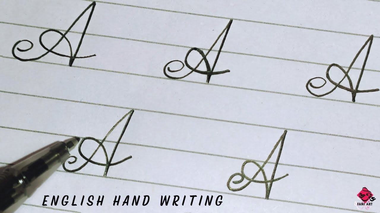 Cursive Writing - English Capital Letter A in four lines | Hand Writing ...