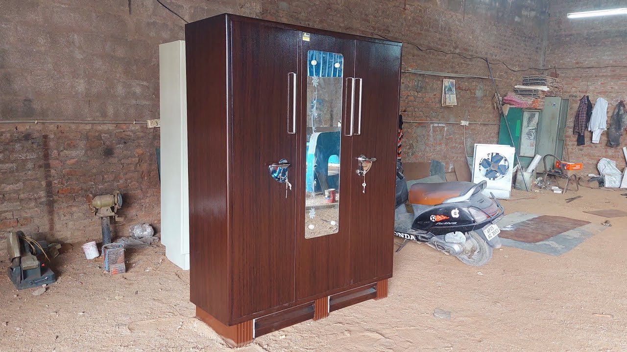 New wood design 3door steel Almari with mirror 🪞 😎 - YouTube