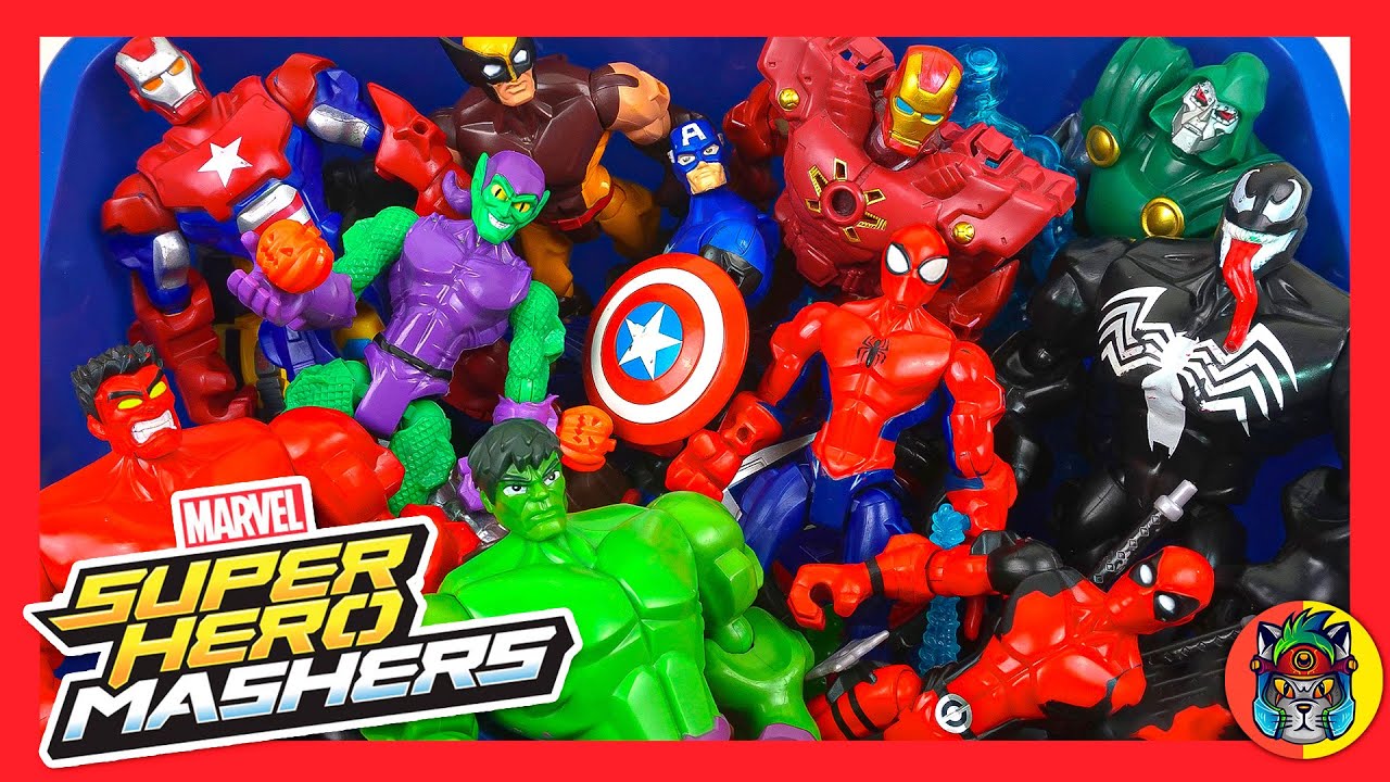 COLECCION SUPER HERO MASHERS MARVEL HEROES SPIDERMAN AVENGERS - YouTube