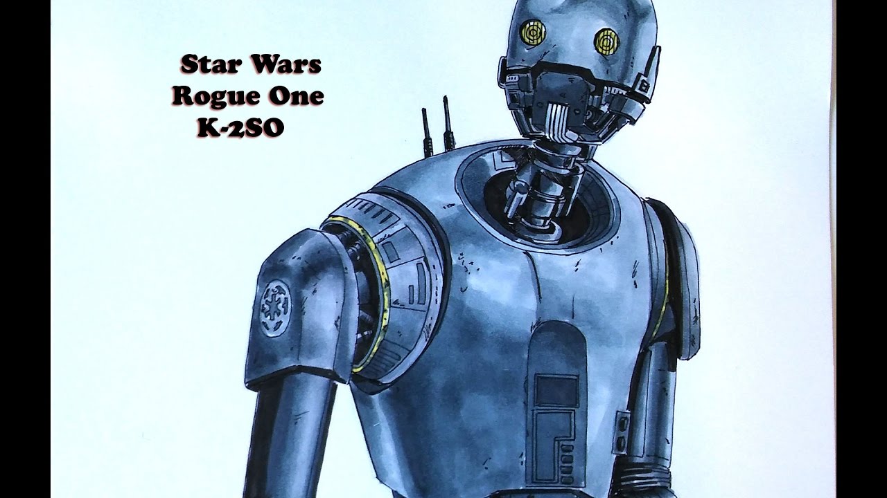 Star Wars Rogue One K-2SO speed drawing - YouTube