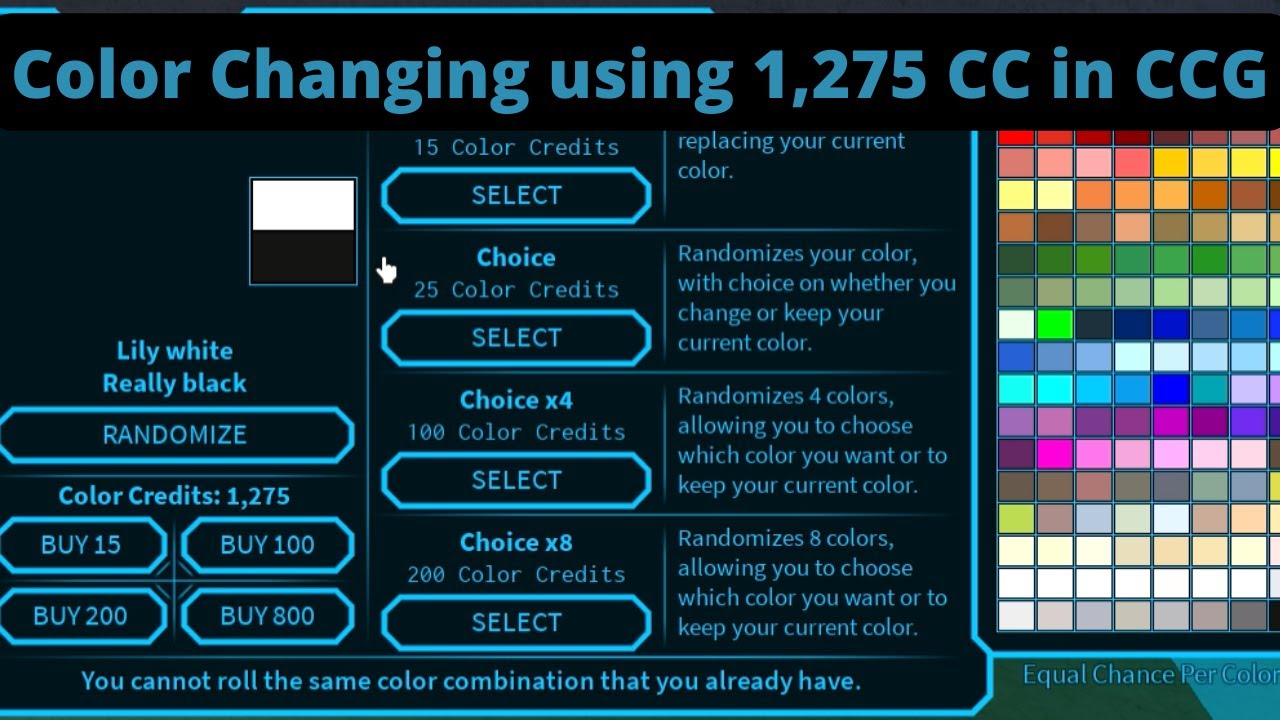 Color Changing 1.2k Color Credits In CCG | Ro-Ghoul | Roblox - YouTube