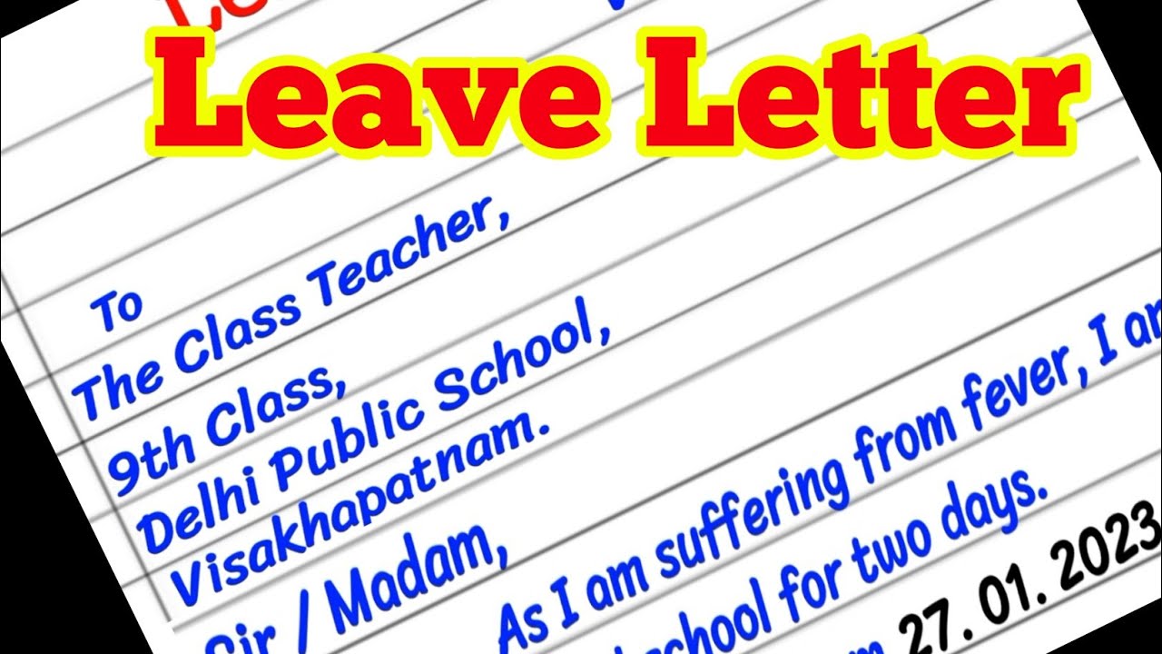 leave letter in English | leave letter for class teacher in English ...