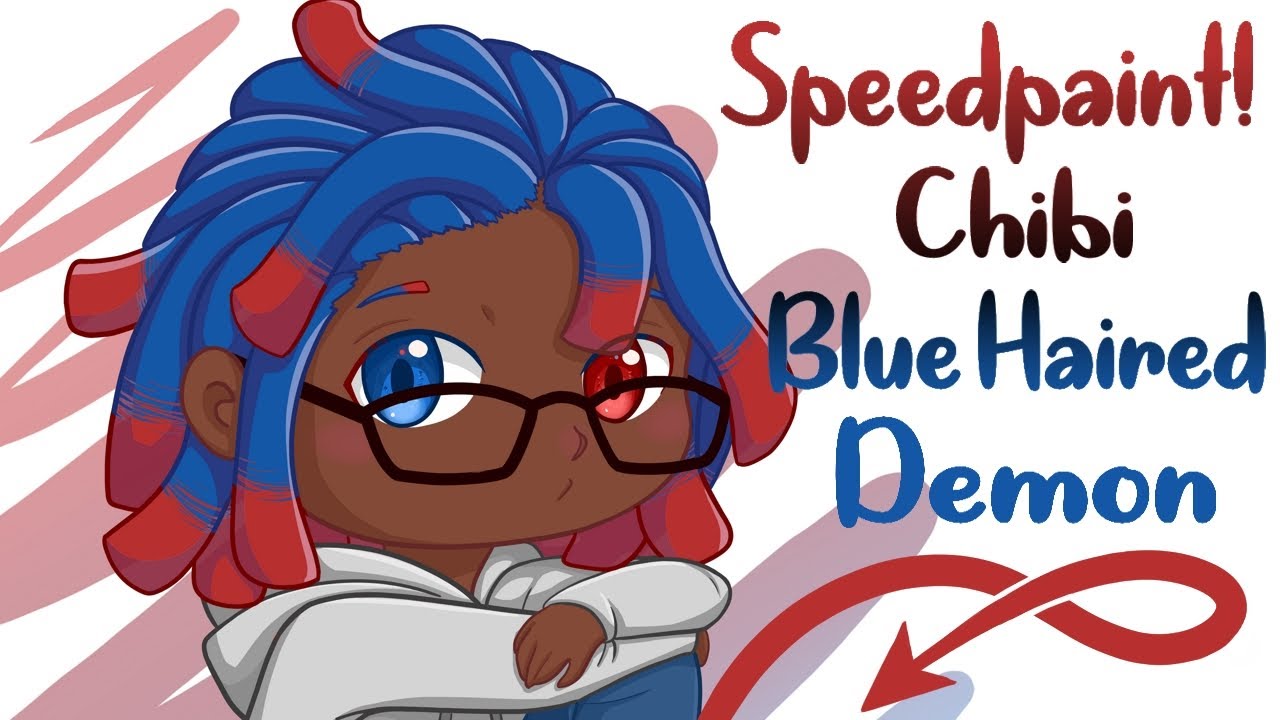 Speedpaint! - Chibi Blue Haired Demon (Comission) - YouTube