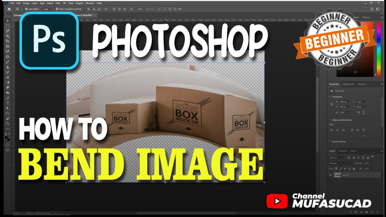 Photoshop How To Bend Image - YouTube