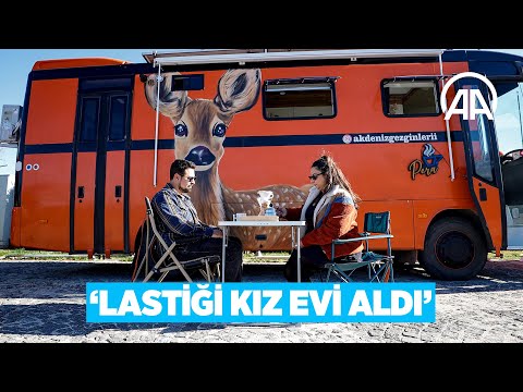 Nişanlıyken satın alıp karavana dönüştürdükleri otobüs 'sıcak yuvaları' oldu