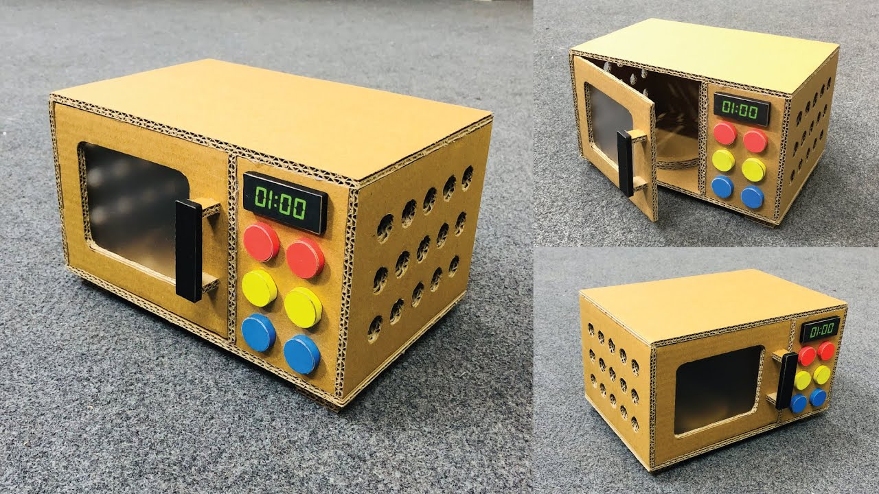 DIY Realistic Microwave Oven Made from Cardboard | Miniature Craft ...