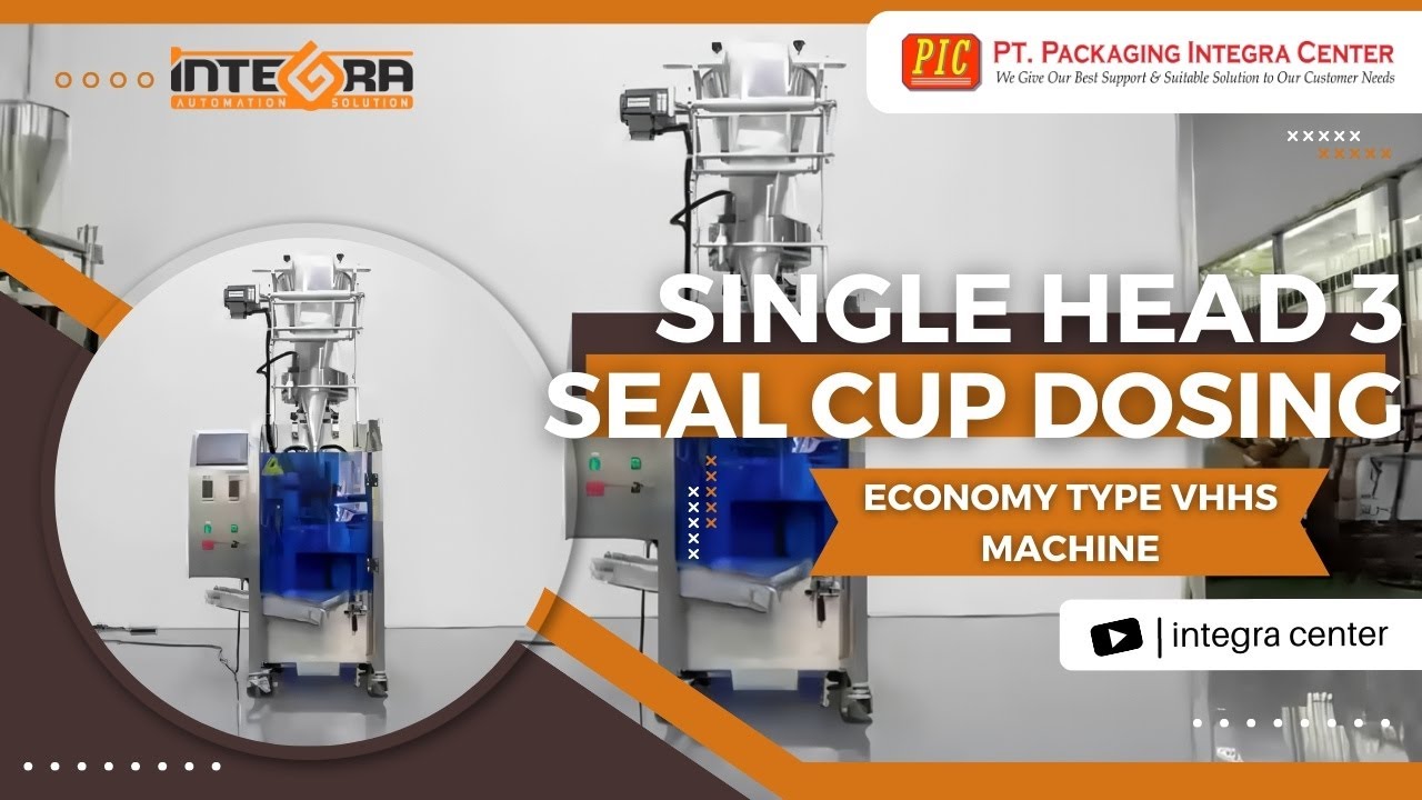 INTEGRA Single Head 3 Seal Cup Dosing Economy Type VHHS Machine - YouTube
