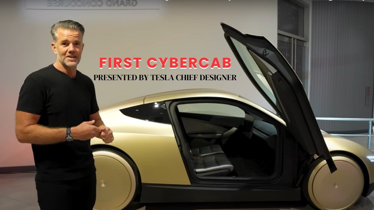 The FIRST Cybercab @ The Petersen! Presented by Tesla chief designer ...
