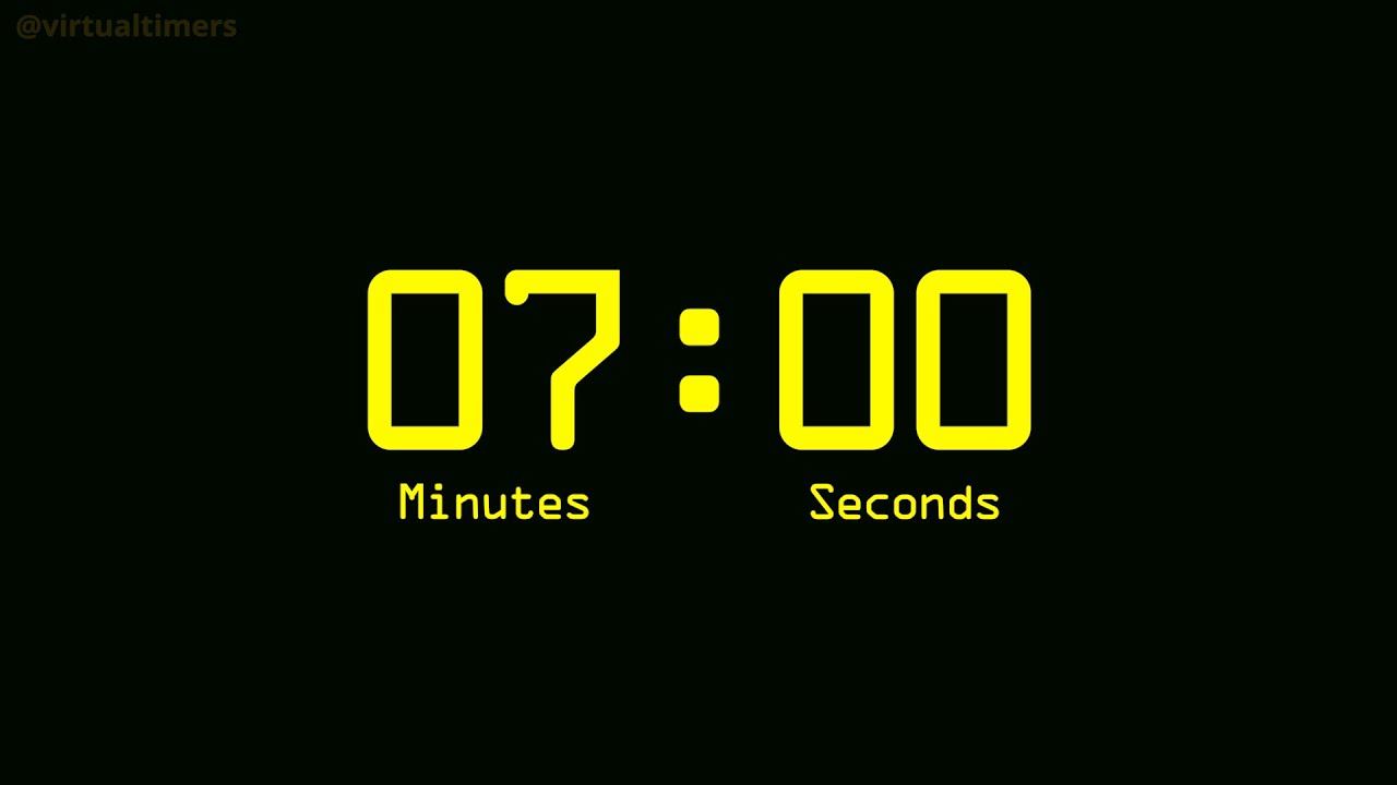 7 Minutes Countdown Timer with Alarm - Retro Digital - Yellow - YouTube