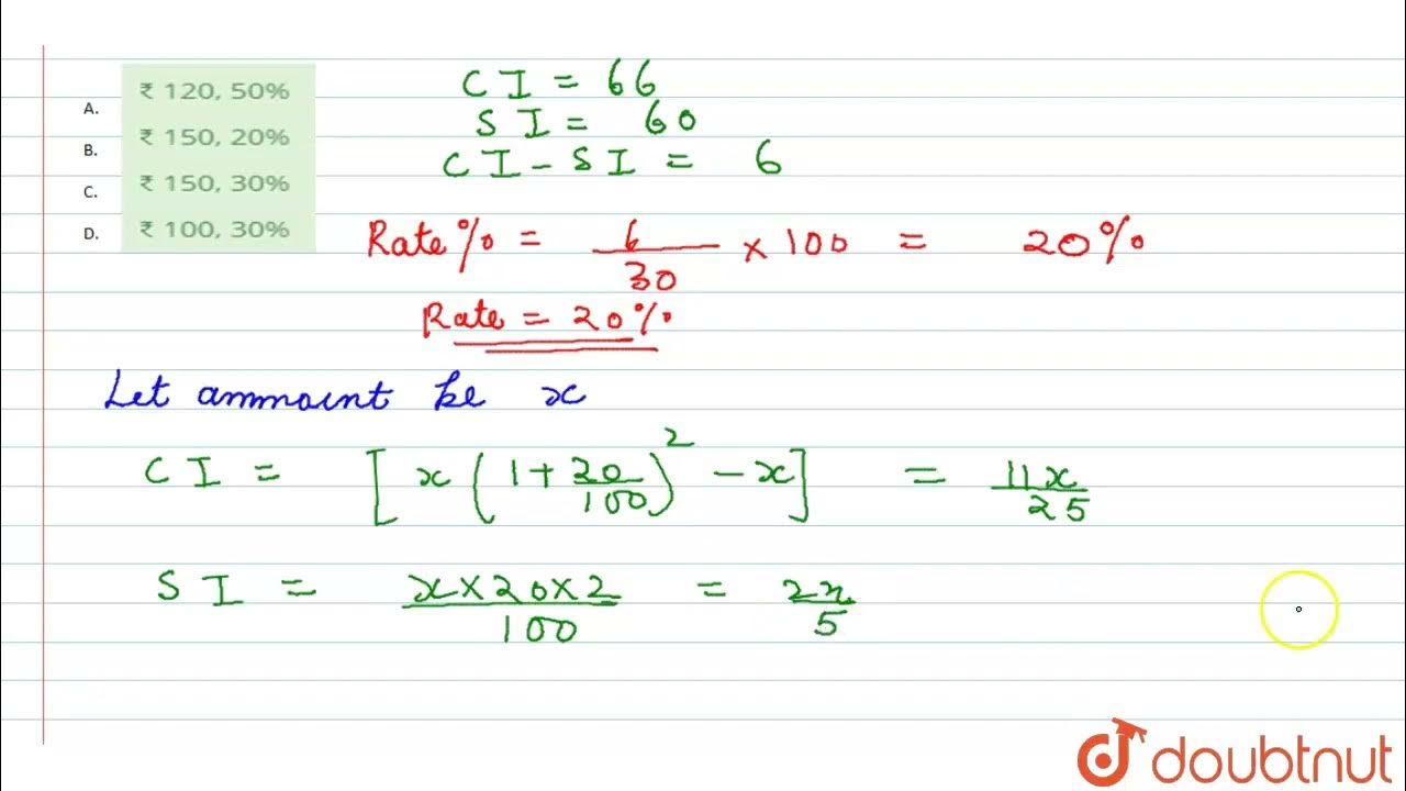 If simple interest is 60 and CI is 66 for 2 years at certain rate of interest on some amount the ...