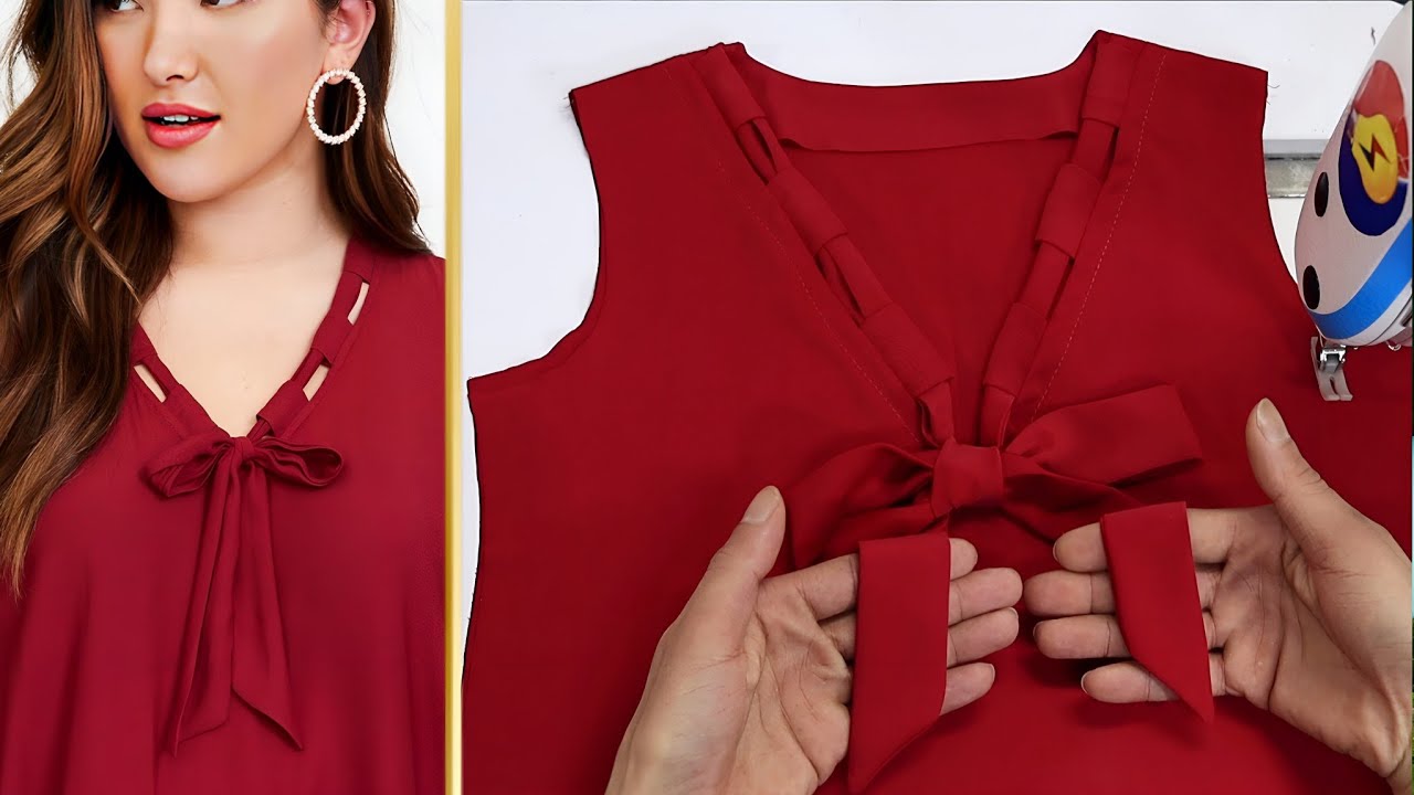 ⭐️ The Best Way to Sew a Beautiful V-Shaped Collar for Women: Sewing ...