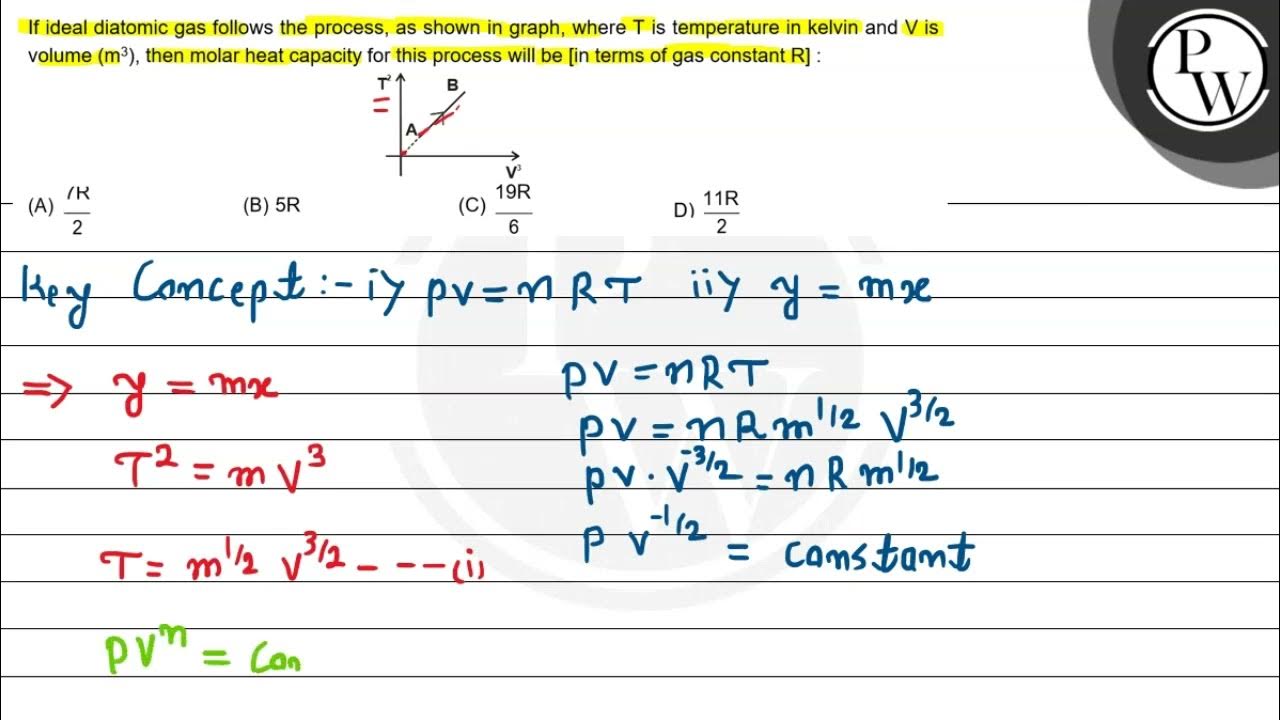 If ideal diatomic gas follows the process, as shown in graph, where... - YouTube