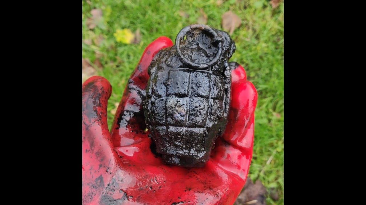magnet fishing ww2 grenade found - YouTube