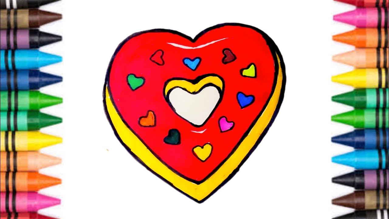How to Draw a cute Heart Donut ️🍩 with Heart Sprinkles easy, step by ...