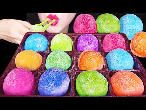 ASMR RAINBOW MOCHI RICE CAKE 레인보우 모찌 찹쌀떡 먹방 MUKBANG, EATING