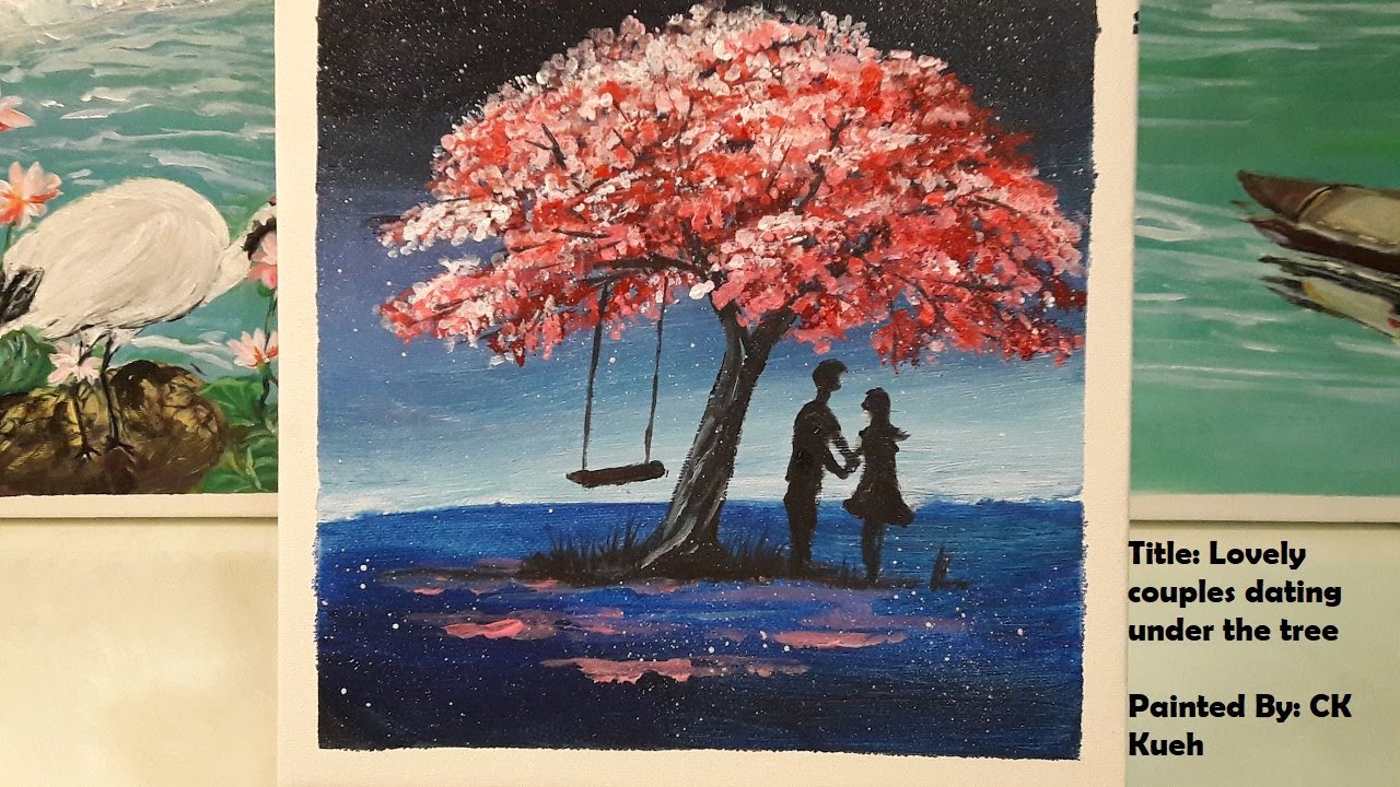Lovely Couples dating under the tree | Acrylic Painting of Lovely ...