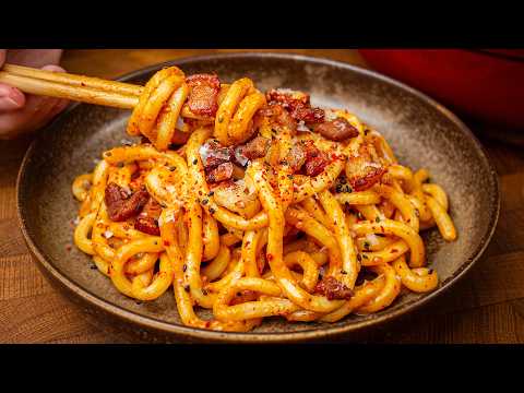 Spicy Gochujang Carbonara Udon 🌶️🍜 cook with me