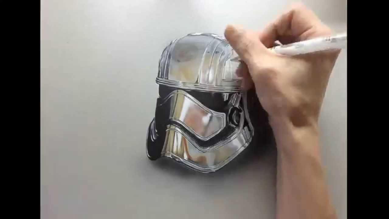dessin time lapse - hyperrealistic art : how to draw phasma helmet ...