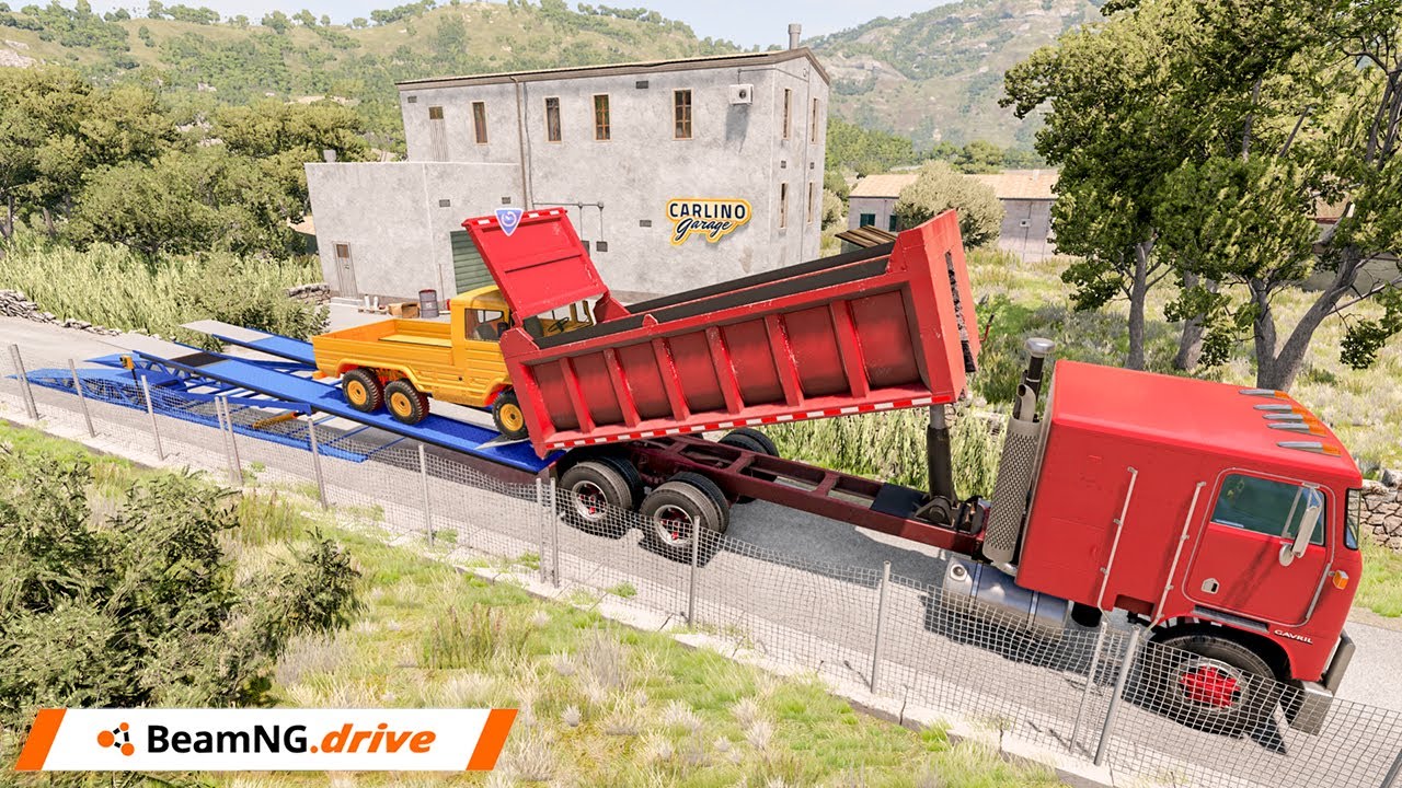 Tilt Ramp put a Super car on Trunk Heavy Dump Truck - YouTube