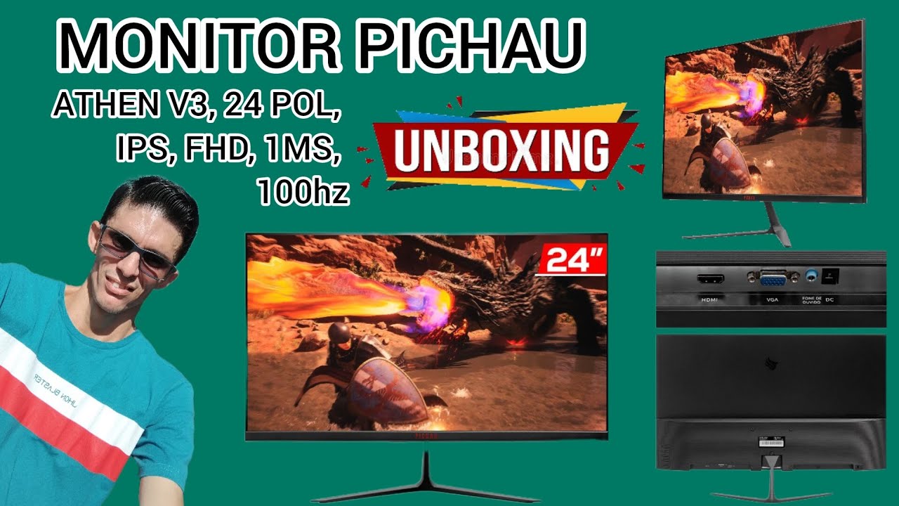MONITOR PICHAU ATHEN V3, 24 POL, IPS, FHD, 1MS, 100hz / UNBOXING - YouTube