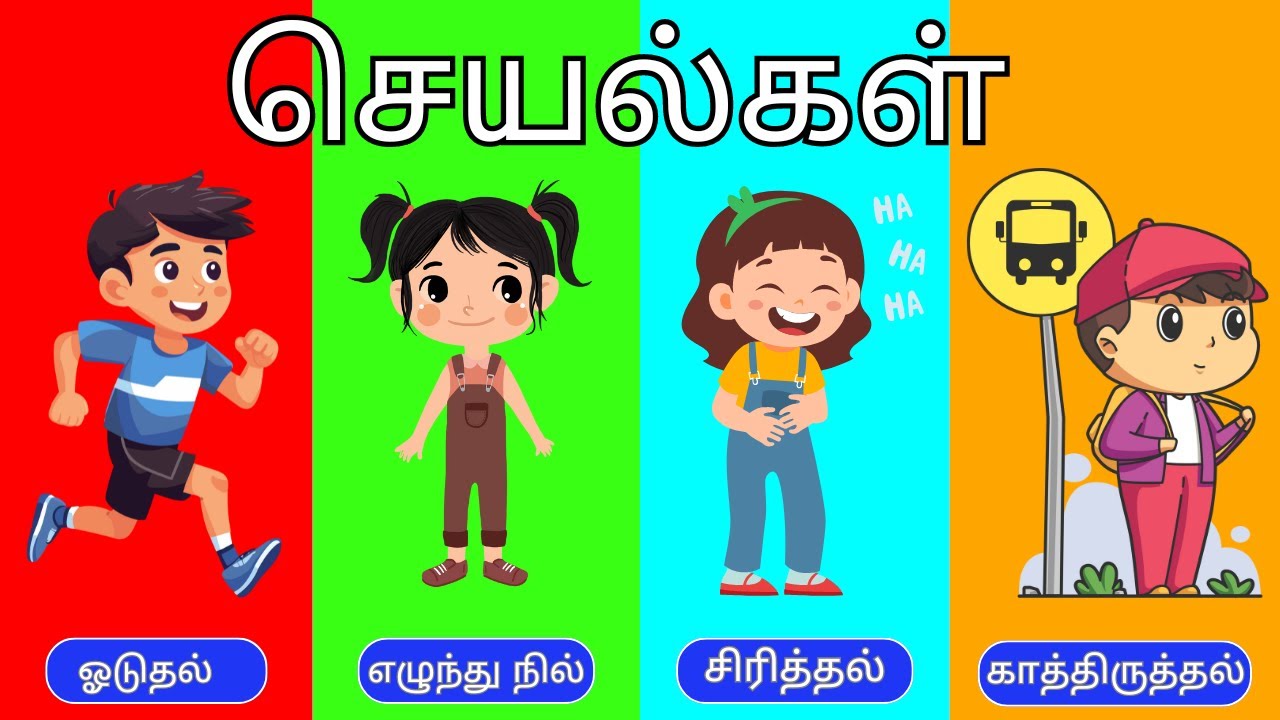 செயல்கள் - Learn action words name in Tamil for kids & children ...