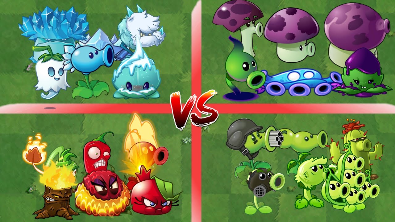 PVZ 2 Team ice vs Team Fire & Team Peashooter vs Team Fume // which ...