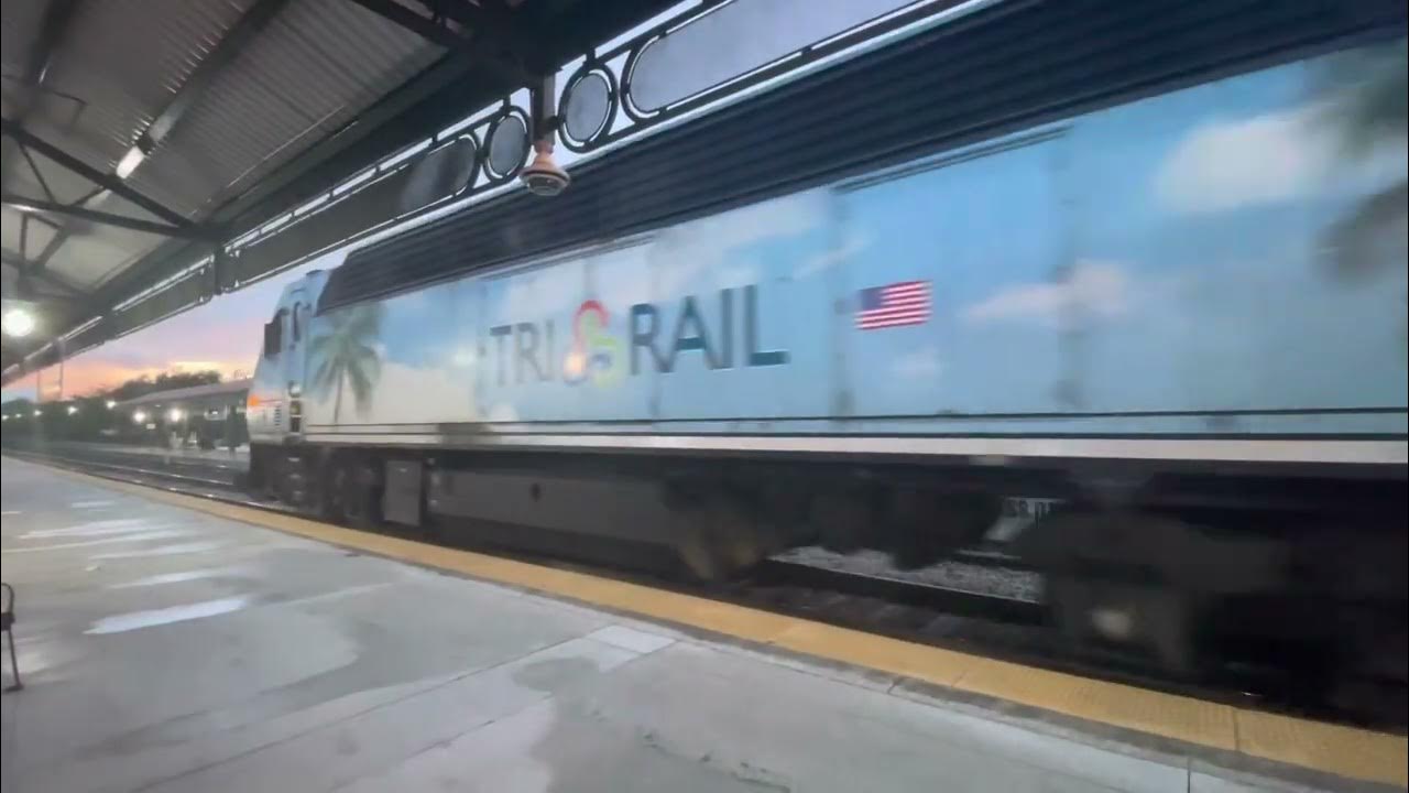 SFRM 236 pulls passenger train HO scale and Two Tri-Rail trains at the SFRM in Deerfield Beach ...
