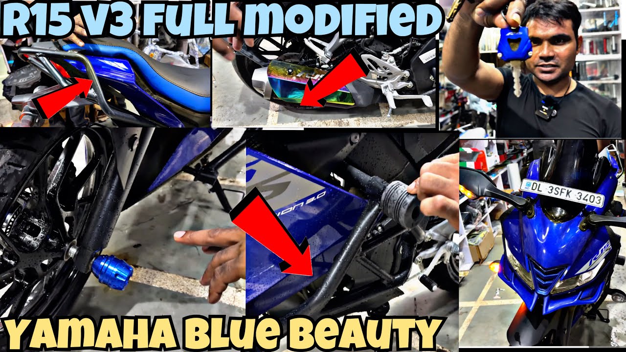 Yamaha R15 V3 full modification-blue beauty-look like osm💯 Indian ...