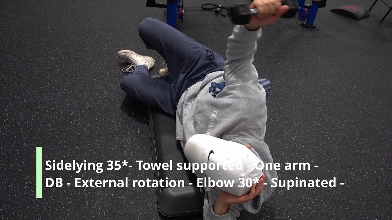 Sidelying 35*- Towel supported - One arm - DB - External rotation ...