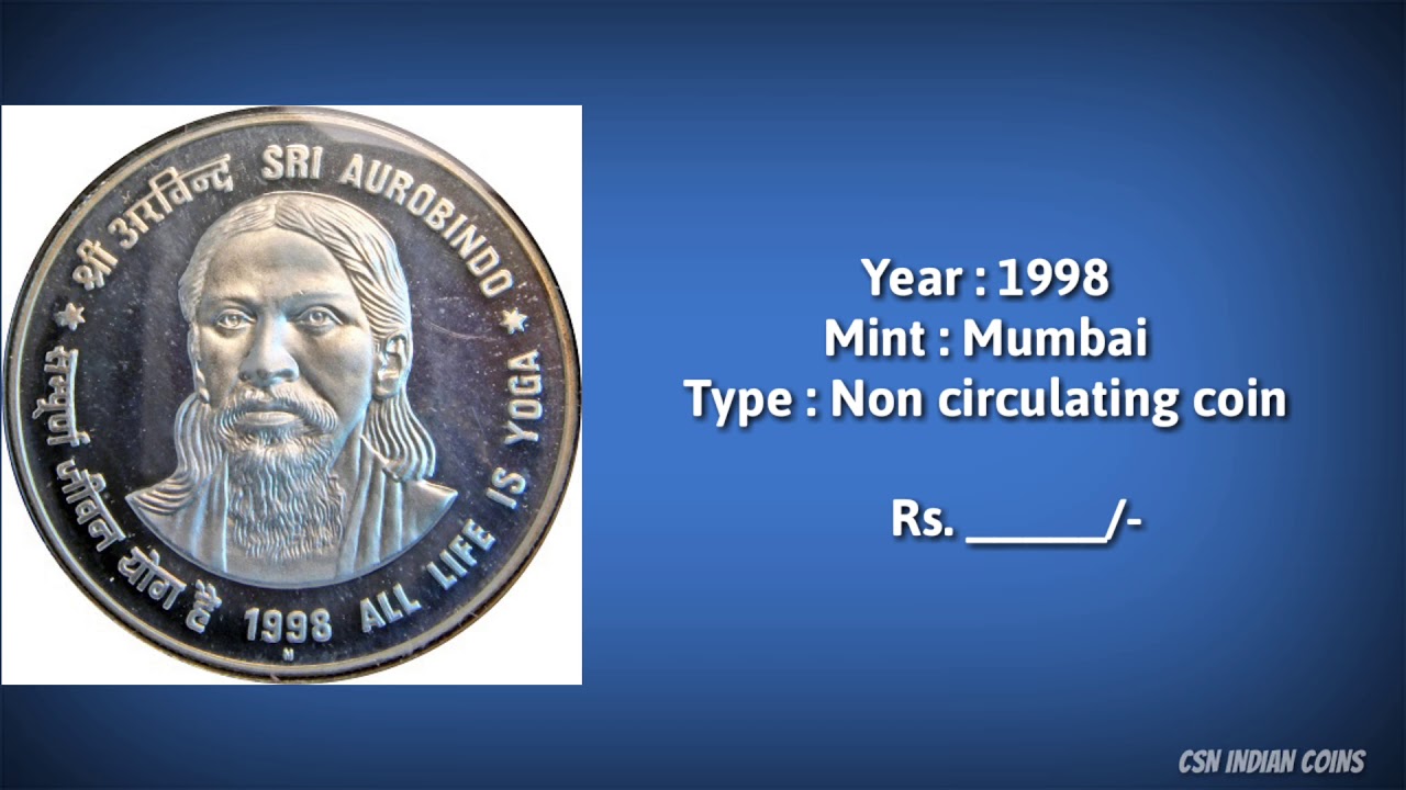 50 RUPEES SRI AUROBINDO ALL LIFE IS YOGA 1998 COMMEMORATIVE COIN 50-rupees-sri-aurobindo-all-life-is-yoga-1998-commemorative-coin