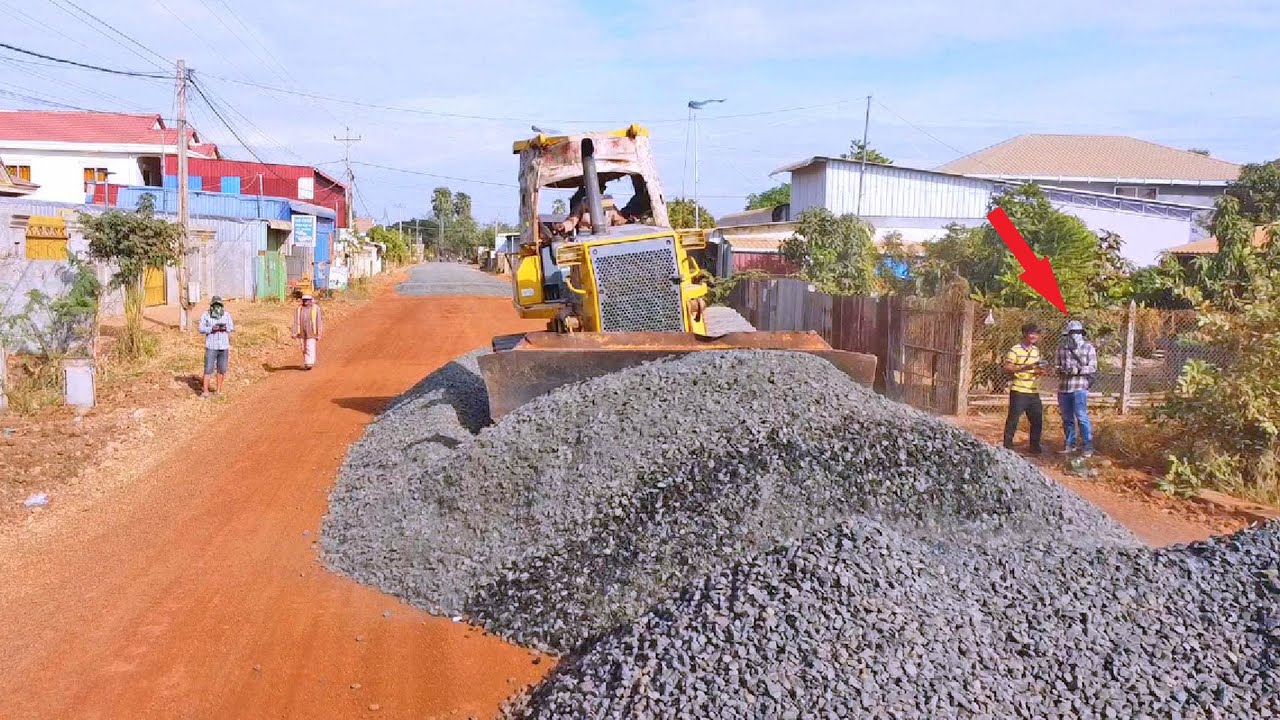 Bulldozer at Work Road Leveling and Construction Process in Action ...