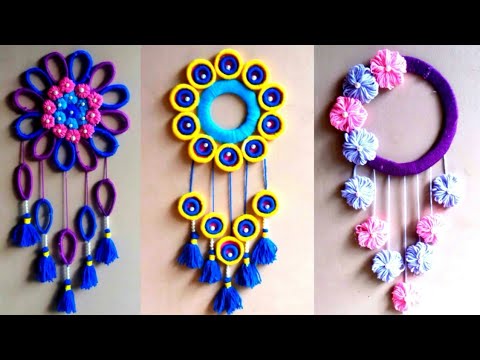 DIY 3 best woolen design | easy woolen door and wall hanging tutorial ...