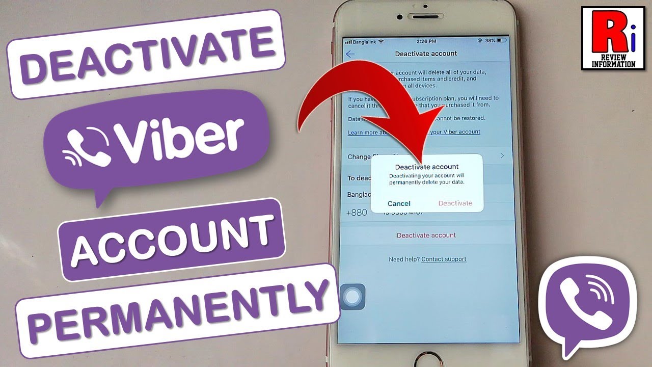 DEACTIVATE / DELETE VIBER ACCOUNT PERMANENTLY IN iPhone - YouTube