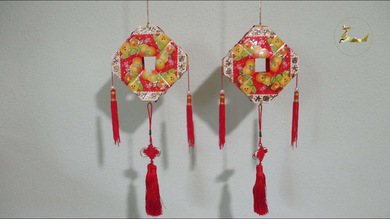 How to make 8-unit Hongbao Coin Lantern (CNY TUTORIAL NO. 121) - YouTube