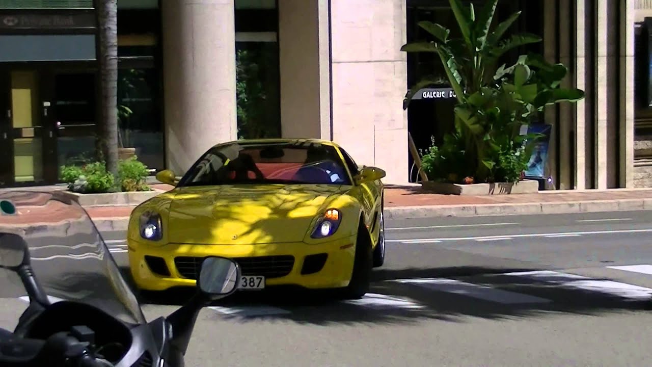 ferrari 599 GTB yellow acceleration in Monaco - YouTube