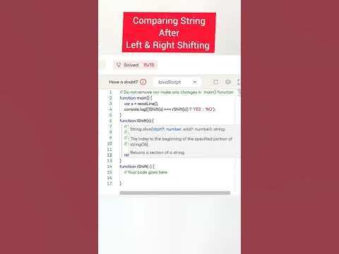 Javascript 04 • Comparing String after right & Left shift - YouTube