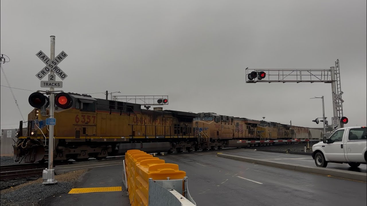 UP 6357 Manifest Train North - W. Shaw Avenue Bypass Shoofly Temporary ...