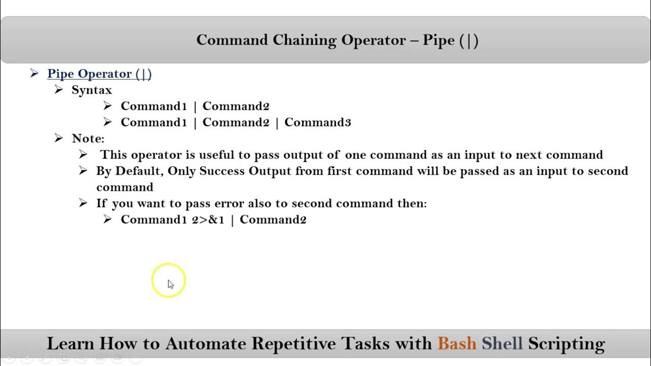 Section-10: Video-2: Command Chaining Operator- Pipe | VRTechnologies | By NarendraP - YouTube
