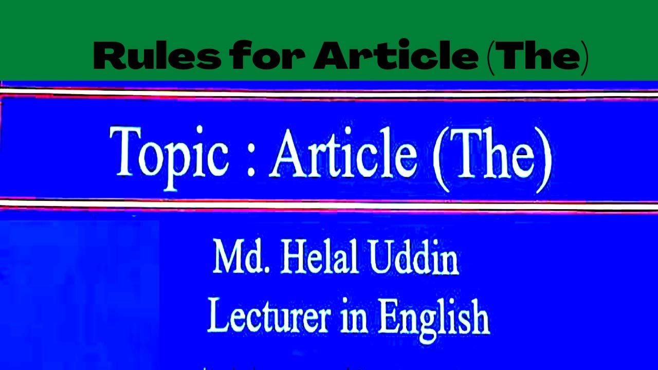 Article rule in English Grammar - YouTube