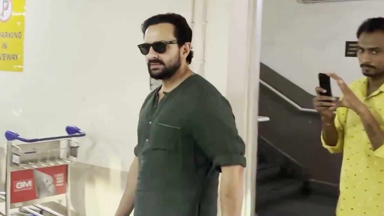 Saif Ali Khan Looks Handsome In Traditional Look At Airport - YouTube