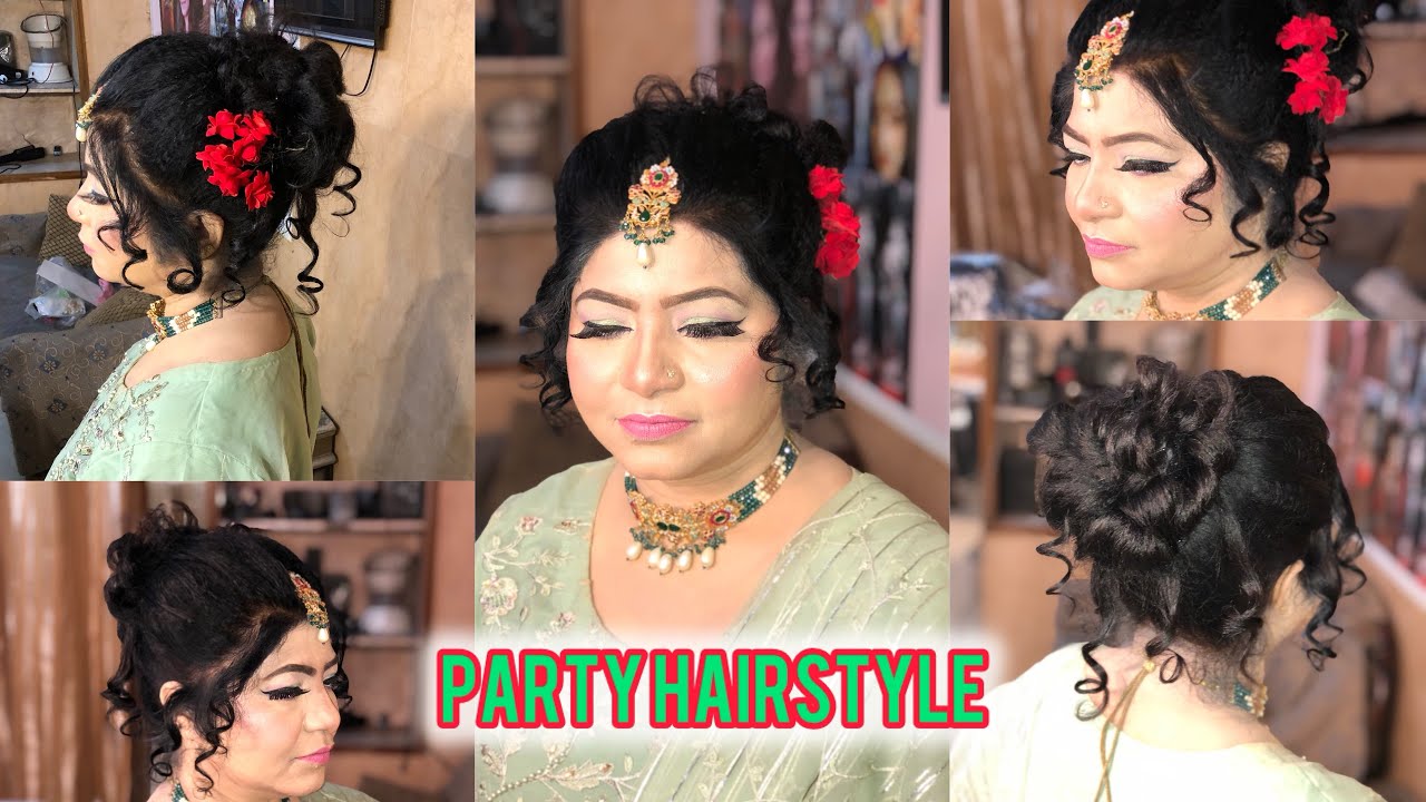 Easy Party Bun Hairstyle/ Wedding Hairstyle High Bun - YouTube