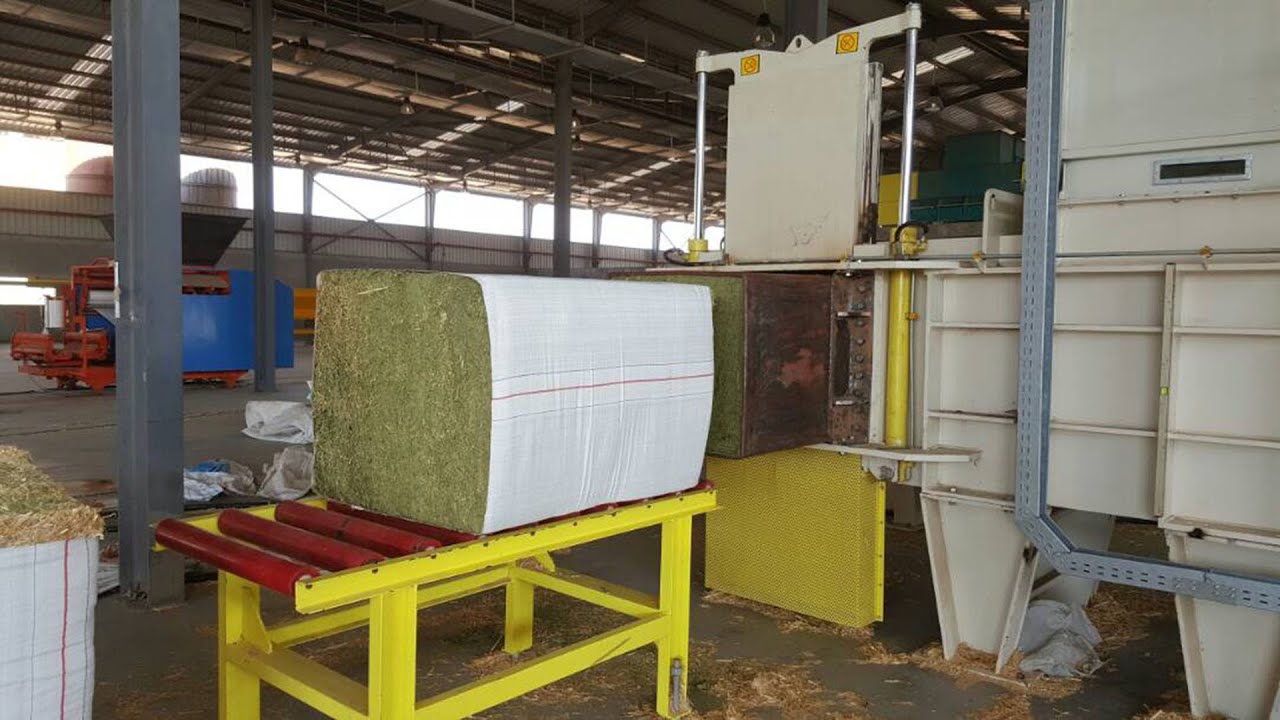 Alfalfa hay straw bagging press baler machine - YouTube