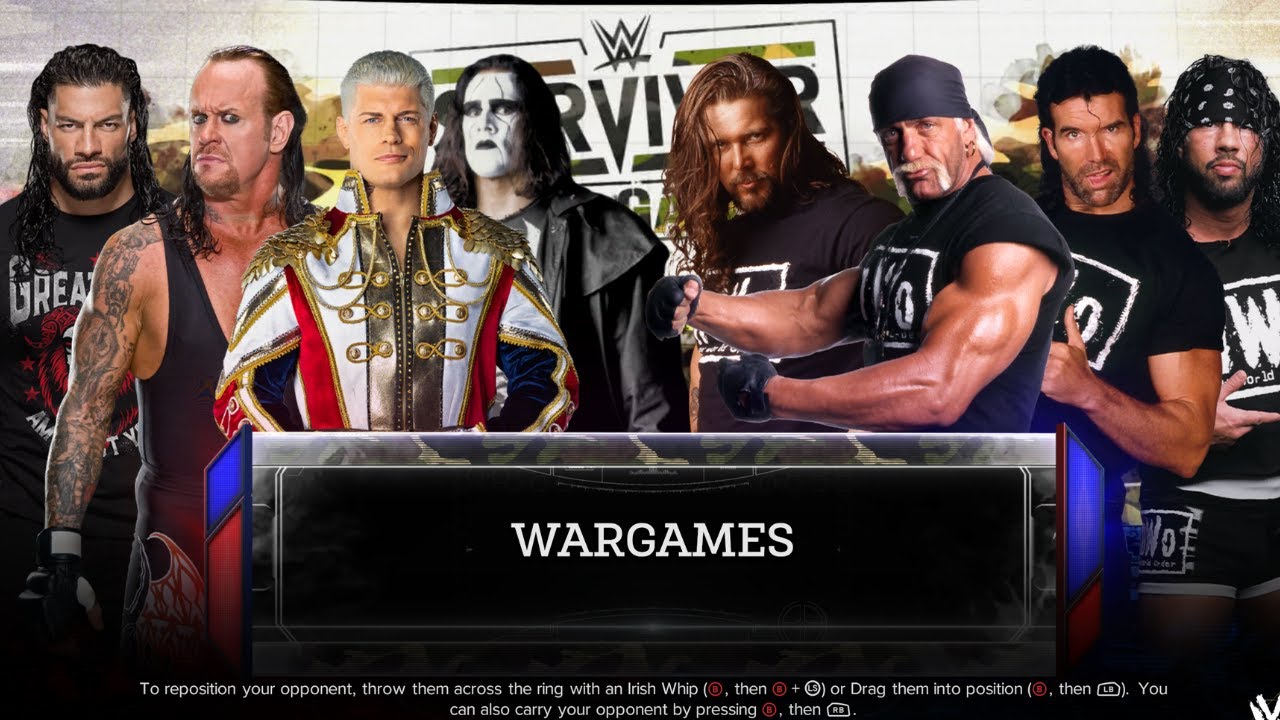 WWE 2K24 WARGAMES CODY RHODES, UNDERTAKER, STING & ROMAN REIGNS VS NWO ...