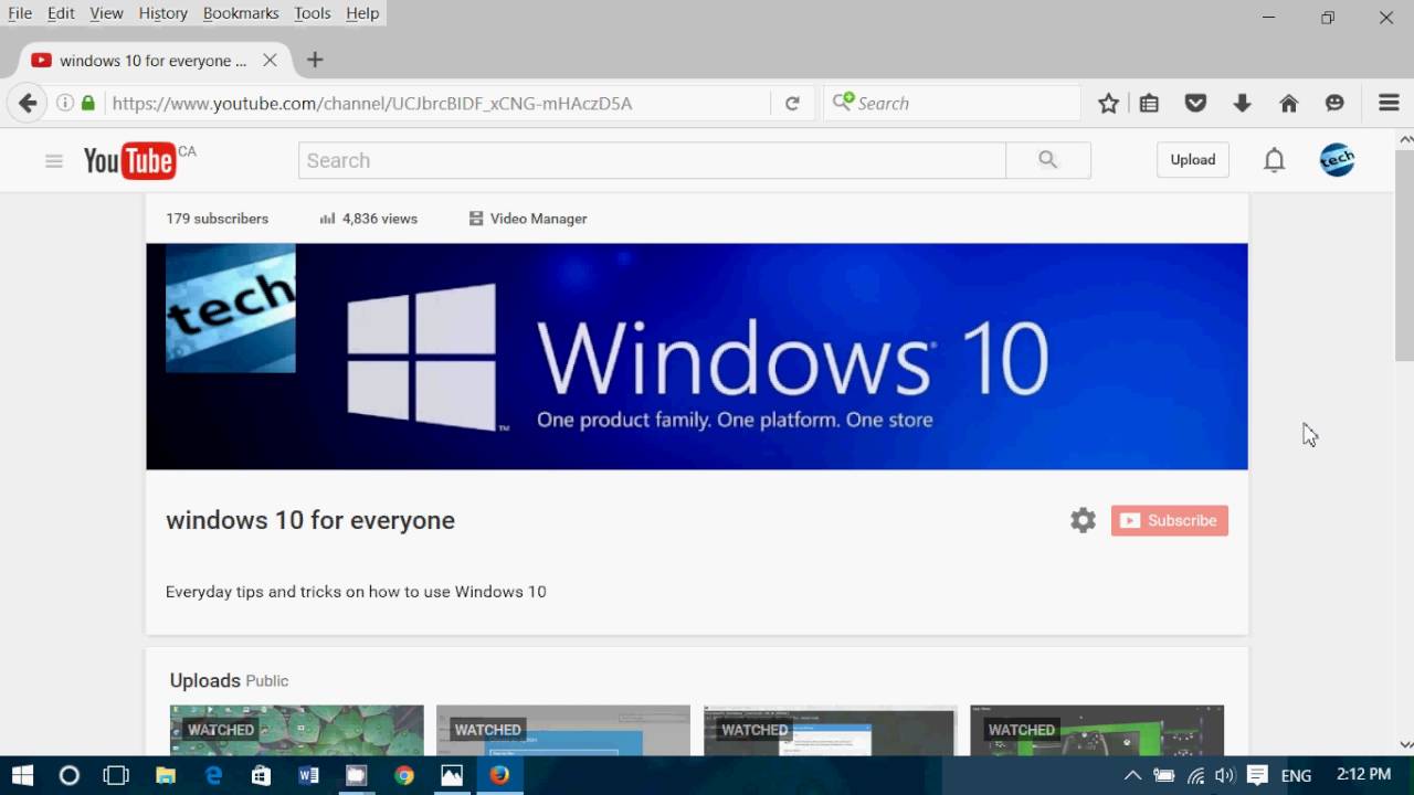 Quick Reminder of my new Windows 10 channel on Youtube - YouTube