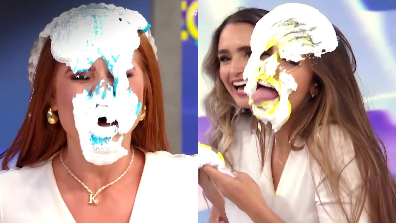 TV Models get Pied in the Face - YouTube