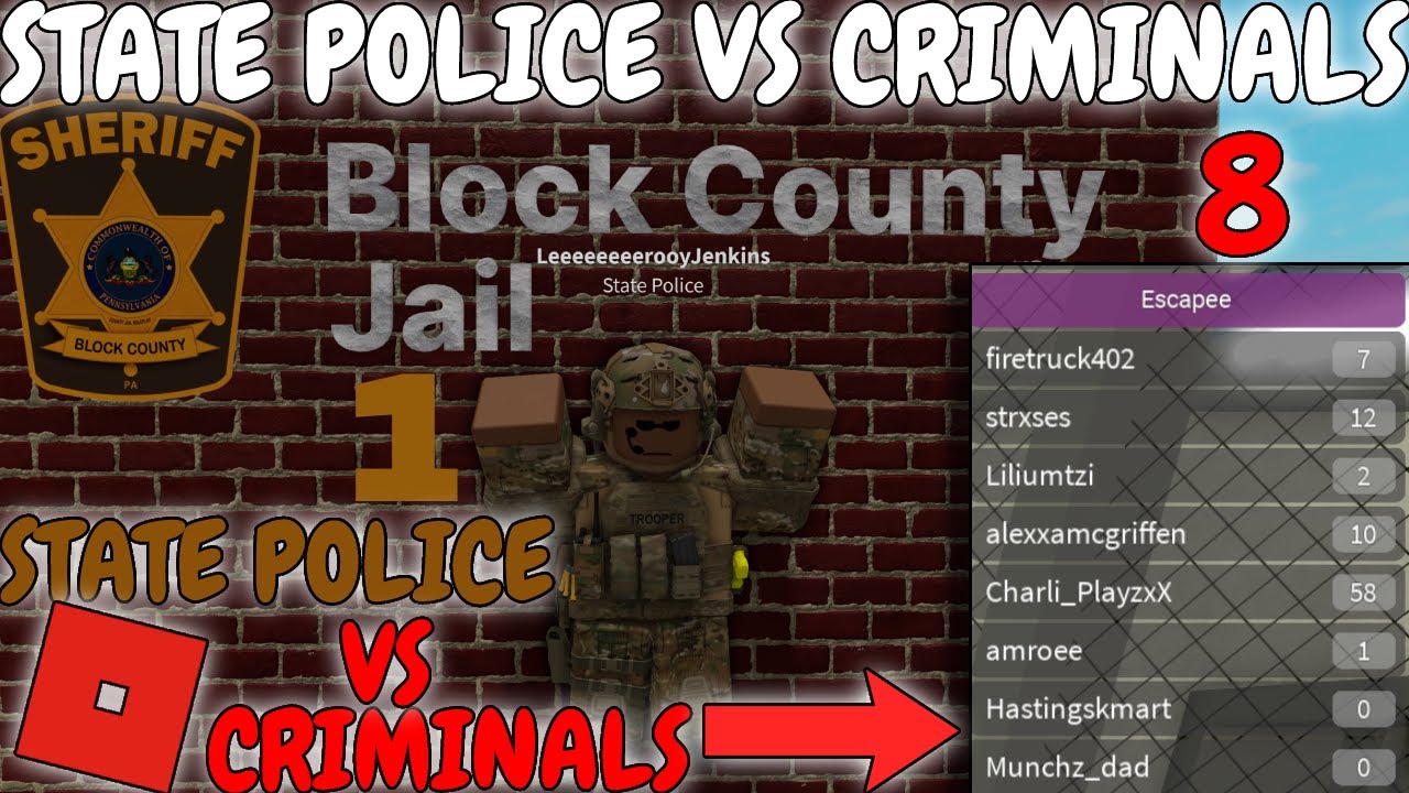 1 STATE PD VS 8 CRIMINALS IN COUNTY JAIL RP Roblox - YouTube