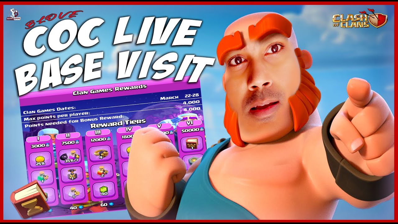 COC LIVE / Clan Game & Base Visit tips /clash of clans live stream with ...