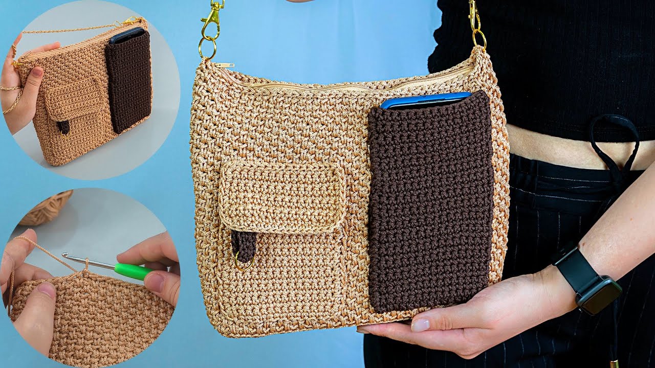 Crochet purse with pockets and a zip - even a beginner can handle it ...
