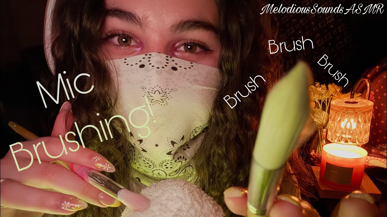 ASMR Mic Brushing!💜 (with face brushing, humming, and soft whispers) - YouTube