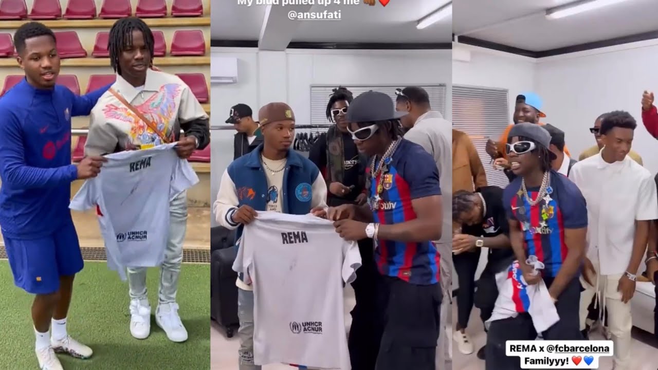 Rema Celebrated Like Davido as he Visit Barcelona Club in Spain for ...